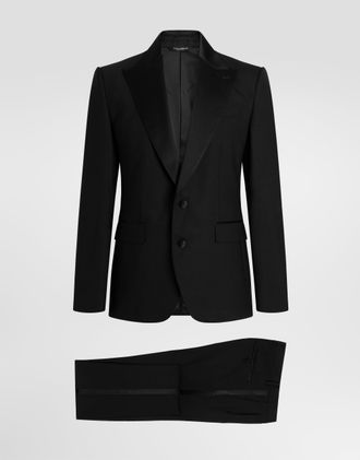 Dolce & Gabbana Smokinganzug Sicilia Light Aus Wolle, Einreihig - Mann Anz&uuml;ge Und Blazer Schwarz 44