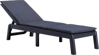 Keter Chaise Longue de Jardin inclinable Formentera avec Coussin - Graphite Aspect Bois
