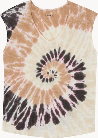 Kujten Top col V sans manche lin - Top Karol Sunny