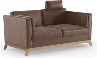 Cavadore Cavadore 2,5er-Sofa Vida / 2,5-Sitzer Couch im trendigen Design mit massivem Holzrahmen in Buche, Kopfstütze mit Kuschelkissen / 183 x 84 x 93 / Mikro