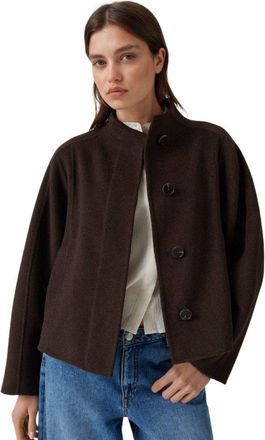 OPUS Kurzjacke braun,Outdoor,Wolle,Meliert,Stehkragen,Langarm,Weit