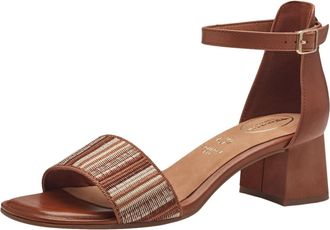 Tamaris Comfort Damen Sandalen mit Absatz aus Leder mit verstellbarem Riemen, Mehrfarbig (Nut Comb), 41 EU