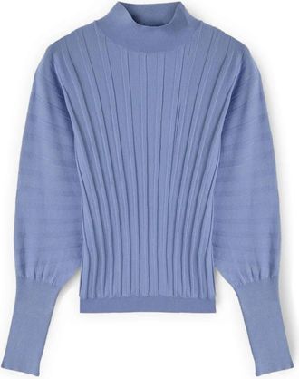 Motivi Femme, Pulls, Bleu, Taille: 40 FR Pull en maille &agrave; c&ocirc;tes plates oversize