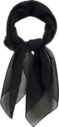 TigerTie Foulard en mousseline fine pour femme - Couleur unie - Dimensions : 58 x 58 cm, Noir, Taille Unique
