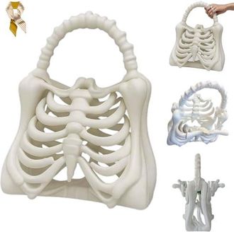 Generic 3D Printed Skeleton Bone Bag,Gothic Ribcage Skeleton Purse,Halloween Spooky Bone Handbag,Fashion Skull Shoulder Bag (1)