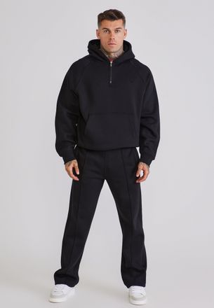 Siksilk Herren Schwarzer 1/4-Zip Hoodie und Jogginghose Set XXL