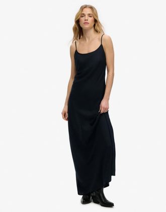 Superdry Robe nuisette longue coup&eacute;e en biais - Noir