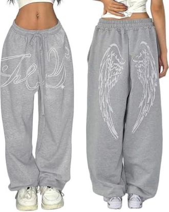 ORANDESIGNE Jogging Femme Pantalon Survetement de Danse &agrave; Jambes Larges Taille Haute avec Cordon de Serrage Sportswear B Gris XS