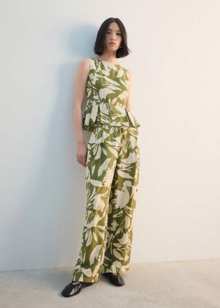 Mango Top p&eacute;plum &agrave; plis plats vert - Femme - XS - MANGO