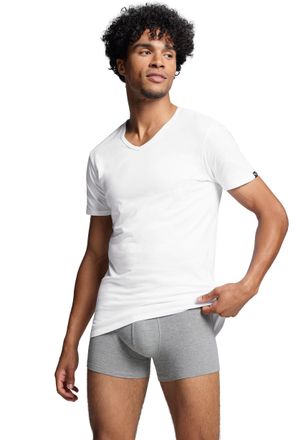 Puma T-Shirt PUMA PUMA BASIC 2P V-NECK TEE, Herren, Gr. L, wei&szlig;, Jersey, Obermaterial: 100% Baumwolle, unifarben, bequem normal, V-Ausschnitt, Shirts T-Shi