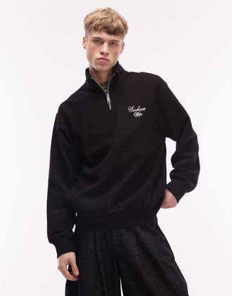 Carhartt Work in Progress Sweat long &agrave; col zipp&eacute; - Noir