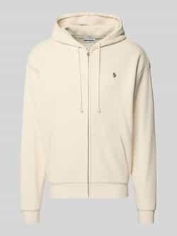 Review Regular Fit Sweatjacke aus Baumwoll-Mix mit Label-Stitching