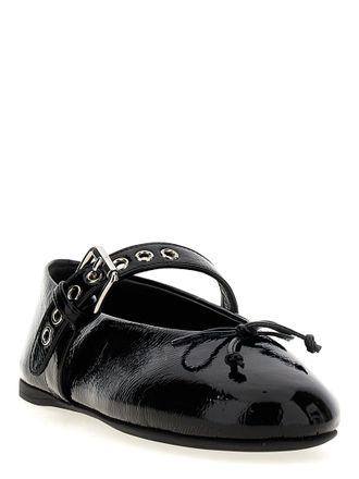 Miu Miu Patent Leather Bow Ballet Flat - Black