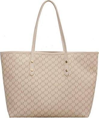 Generic Grand sac fourre-tout pour femme avec fermeture éclair, sac à main en cuir tendance et sac à main à carreaux sac à bandoulière décontracté, blanc, Lar