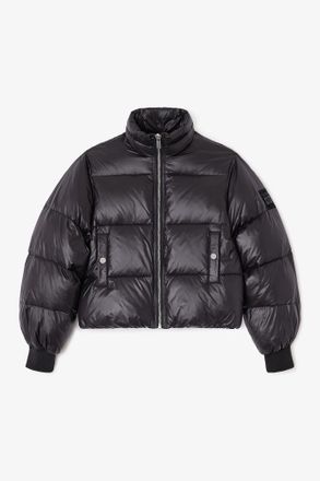 Ganni schwarz Schwarze kurze Pufferjacke Recycelte Nylon - Gr&ouml;&szlig;e 32