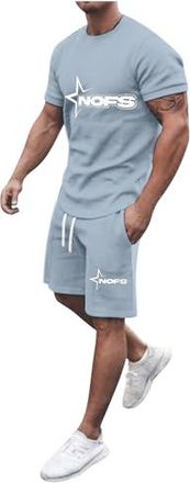 Generic Nofs Survêtement de sport 2 pièces pour homme Léger Unisexe Jogging Tenue décontractée, bleu clair, L