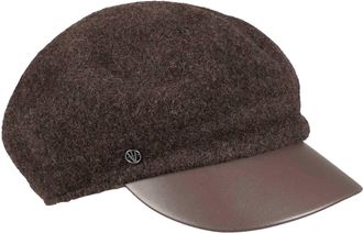 Loevenich Ballonm&uuml;tze | aus Wolle | mit Lederimitat-Schirm | OneSize | Damen | Warme, stilvolle Kopfbedeckung Chocolate