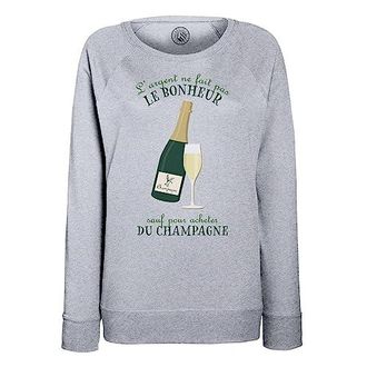 Fabulous Sweatshirt Femme Gris Champagne - largent ne Fait Pas Le Bonheur Lifestyle Luxe