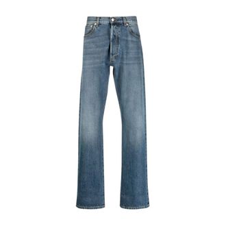 Alexander McQueen Blaue Gewaschene Turn-up Jeans - - Jeans - Damen - Blau - 3XL