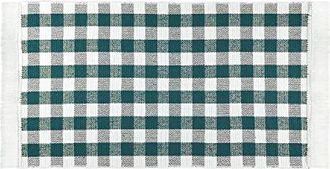 WohnDirect Tapis de Cuisine &agrave; Carreaux 50 x 100 cm Petrol - Lavable en Machine pour lEntr&eacute;e, le Salon - 100% Coton avec Franges Ludiques