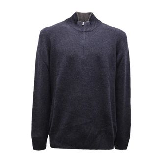 Gran Sasso Half-Zip-Pullover - - Knitwear - Herren - Blau - 2XL