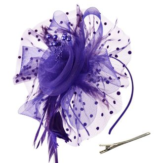 Dreshow Fascinator H&uuml;te f&uuml;r Damen Pillbox Hut mit Schleier Stirnband und Einer Gegabelten Clip Tea Party Kopfbedeckung