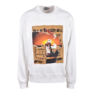 Diesel Homme, Sweatshirts et sweats à capuche, Blanc, Taille: S SweaT-shirt en coton - Modèle : Felpa