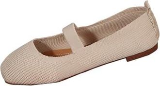 Generic Chaussures Mary Jane respirantes en tricot pour femme - Couleur unie - Classiques, l&eacute;g&egrave;res et confortables - Pour le travail en plein air, beige, 36.5