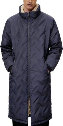 Generic Veste rembourrée pour homme - Parka chaude à fermeture éclair intégrale - Col montant décontracté - Avec poches - Veste ample et décontractée - Coupe-