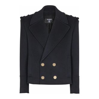Balmain Kurze Cabanjacke aus Wolle - - Jackets - Herren - Blau - M