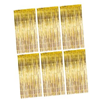 Garneck 6 Stück Teiliges Gold Folienfransen- Glänzender Lametta Partyvorhang Wiederverwendbar Leicht Bewegliche Tinsel Deko für Geburtstagsfeiern Mädchen Viel