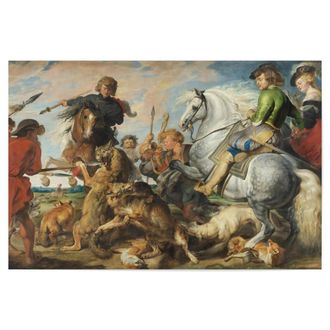 artboxONE Poster 30x20 cm Natur Wolf- und Fuchsjagd - Bild Peter Paul Rubens bildende Kunst Design