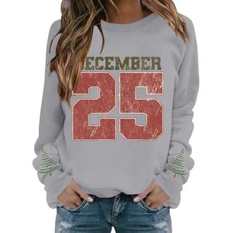 Generic Pull de Noël pour femme - Pull de Noël amusant et moche - Imprimé graphique festif - Manches longues - Pour les fêtes de fin dannée - Confortable - Co