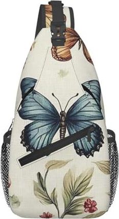 Generic Sac &agrave; bandouli&egrave;re r&eacute;tro avec motif papillon et fleur pour homme