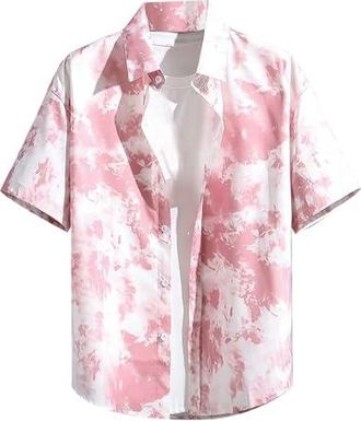 Generic Chemise pour Homme - Manches Courtes Motif Floral Col Montant D&eacute;contract&eacute;e L&eacute;g&egrave;re Grande Taille Loisirs hawa&iuml;enne Vacances de Plage sans Plis