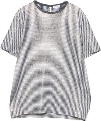 Brunello Cucinelli T-shirt ray&eacute; en lin - Femme - Tops - Bleu - Taille: 38 FR