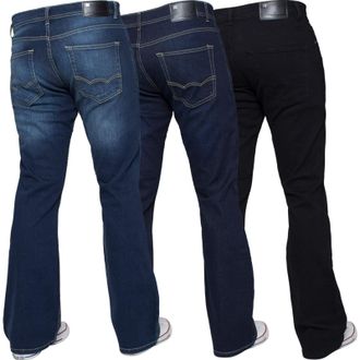 Enzo Jeans Herren Bootcut weites Bein Jeans Stretch Glocke ausgestellte Denim Hose alle Taille Gr&ouml;&szlig;en, blacks, 32W / 34L