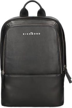 John Richmond Sac à dos pour homme 100 % cuir véritable. Produit artisanal Fashion JR-B85 Noir 40 x 30 x 15 cm, Noir, Permanent