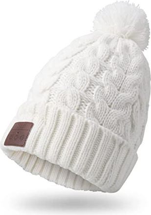 august EPA30 - Bonnet Bluetooth avec écouteurs stéréo sans Fil - Bonnet tricoté dhiver Rechargeable avec Microphone Mains Libres Cadeaux pour Homme Femme Uni