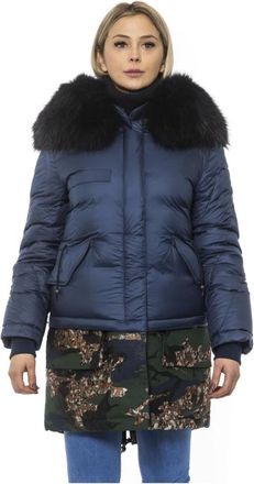Mr & Mrs Italy Femme, Manteaux, Bleu, Taille: 38 FR Parka intemporelle avec fourrure amovible