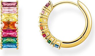 Thomas Sabo Thomas Sabo Damen Single-Creole in der Farbe Gold aus 925 Sterlingsilber mit 750 Gelbgold Veredelung mit bunten Zirkonia, Größe: 17x6mm, CR667-488-7