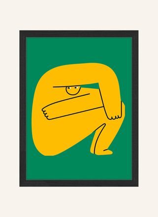 Any Image Any Image Wandbild Gr&uuml;ngelbe Abstrakte Figur Mit Rahmen schwarz