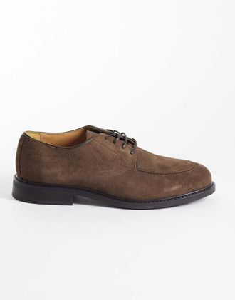 Mango Richelieus en cuir v&eacute;ritable &agrave; lacets - Marron