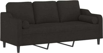 vidaXL 3-Sitzer-Sofa mit Zierkissen Schwarz 180 cm Stoff vidaXL