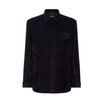 Dolce & Gabbana Homme, Chemises, Noir, Taille: XL Chemise doubl&eacute;e en velours c&ocirc;tel&eacute;