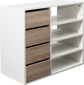 Symbiosis 4085 a2134 a00 Messerblock mit 4 Nischen/4 Schubladen Holz Weiß/Eiche/Natural 89,5 x 73,2 x 39,6 cm