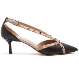 Valentino Garavani Valentino Rockstud Cross Strap Leather Dorsay Shoes Size 40.5