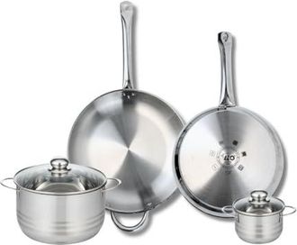 Fackelmann ELO 9882150 Batterie de cuisine 4 pi&egrave;ces, Ensemble de 2 Po&ecirc;les de cuisson 28 et 32 cm et 2 faitouts 12 et 20 cm Elo Profi Brillant, inox, induction