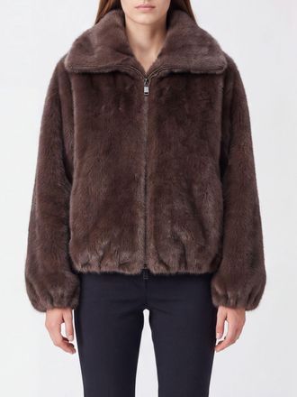 Parosh Veste courte P. A.R. O.S. H. en fausse fourrure avec col et fermeture zipp&eacute;e