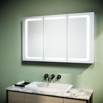 Sonni Edelstah Spiegelschrank led mit Beleuchtung 3 Einstellbare Lichtfarben mit Touch Steckdose Badschrank Badspiegel 105x65x13.3cm - Sonni